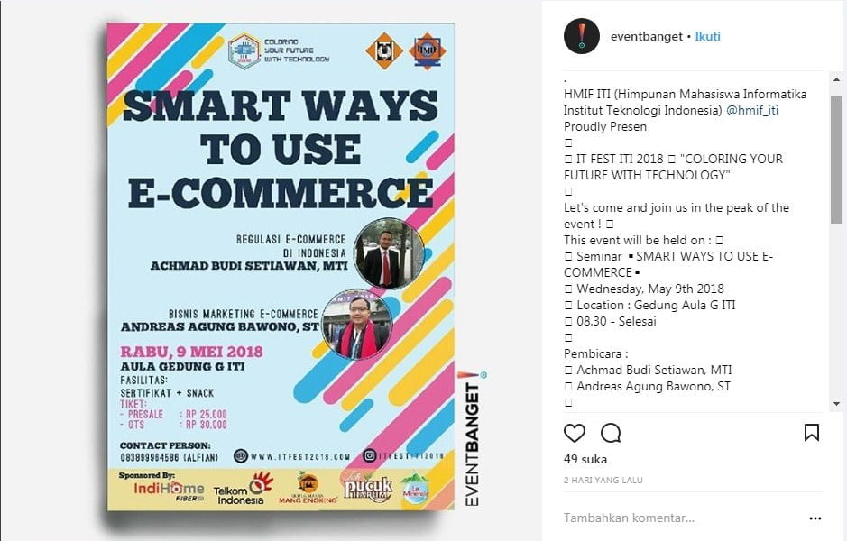 Seminar Bisnis Online E-Commerce Kampus ITI Serpong – Andreas Agung